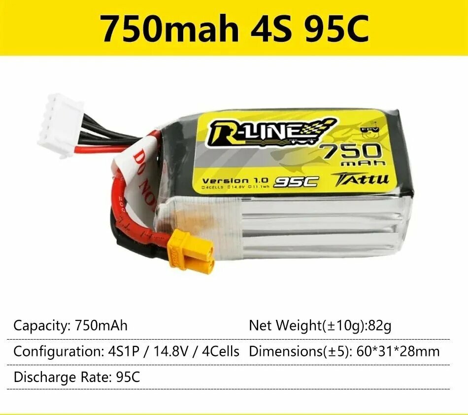Tattu R-Line Gens Ace 1.0 2.0 литиевая батарея 550 1800 мАч 95C 3 6S