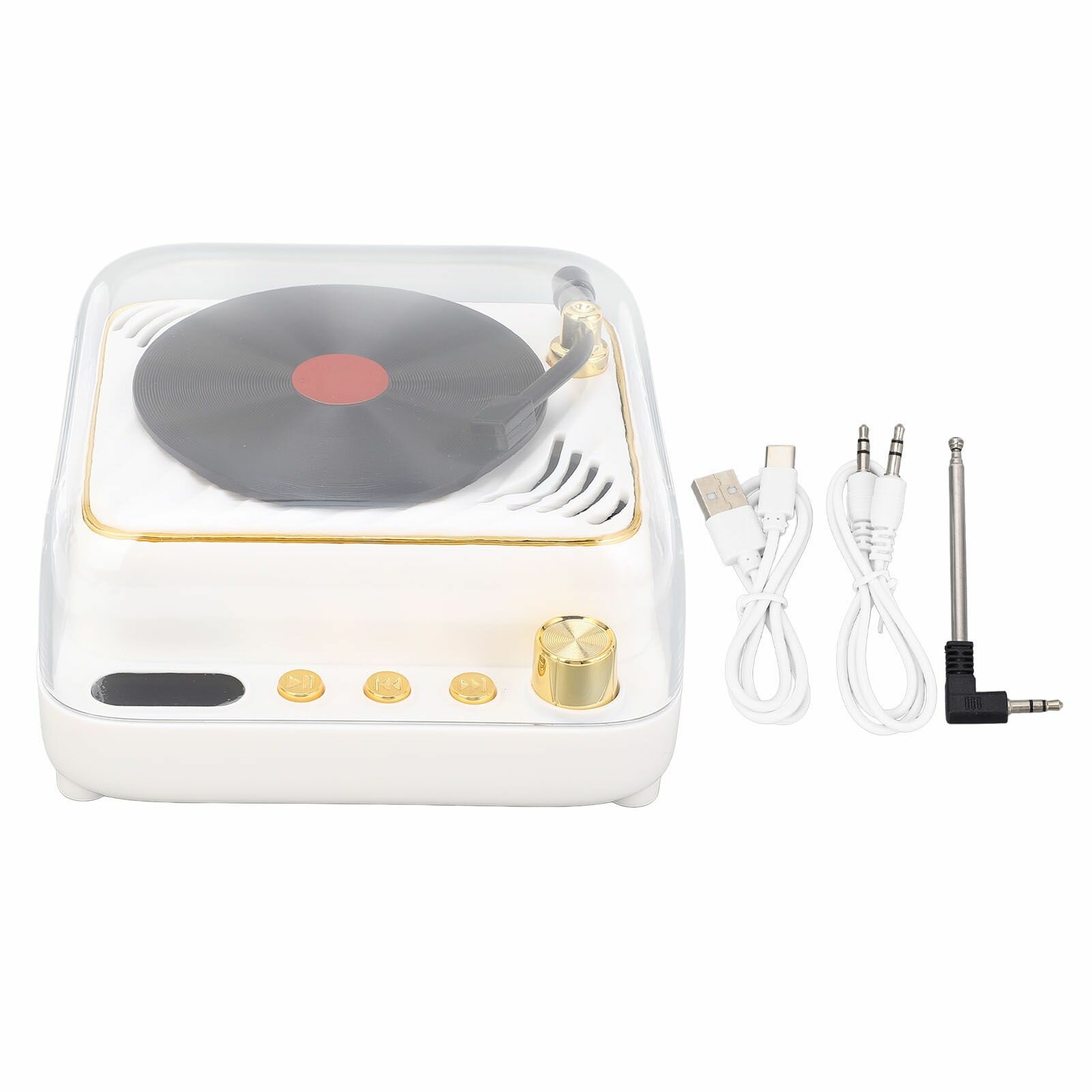 Колонка Bluetooth в виде проигрывателя, белая