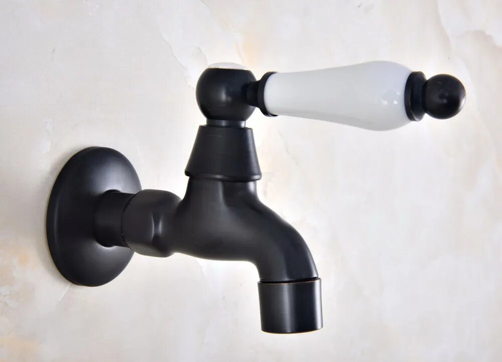 Смеситель для раковины, черный латунный садовый кран для кухни, настенный кран для туалета, ванной, водопроводный кран для стиральной машины, H Style