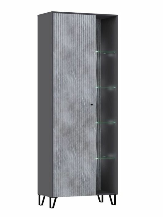 Шкаф Мебельная Фабрика РАЙ "Оливия", ЛДСП, графит, мрамор глянец, 83,6x222,7x42,6 см