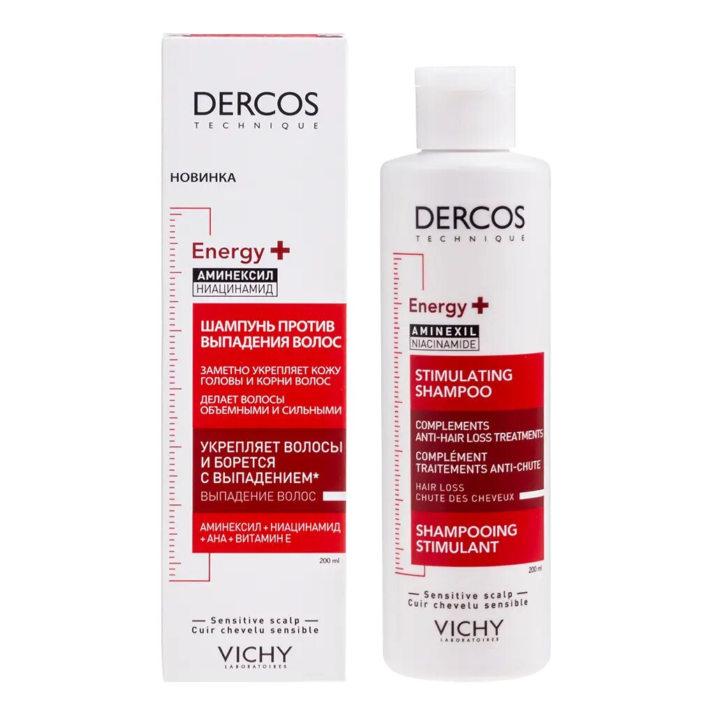 Vichy Dercos Energy+ Шампунь тонизирующий с Аминексилом против выпадения волос 200 мл 1 шт