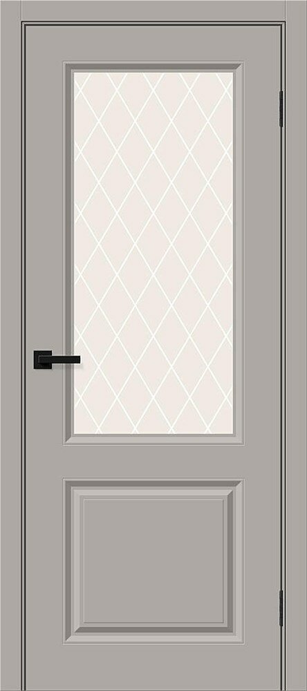 BRAVO Межкомнатная дверь 200*70, Скинни-13, Grey Pro / White Сrystal , Винил 200*70 Grey Pro