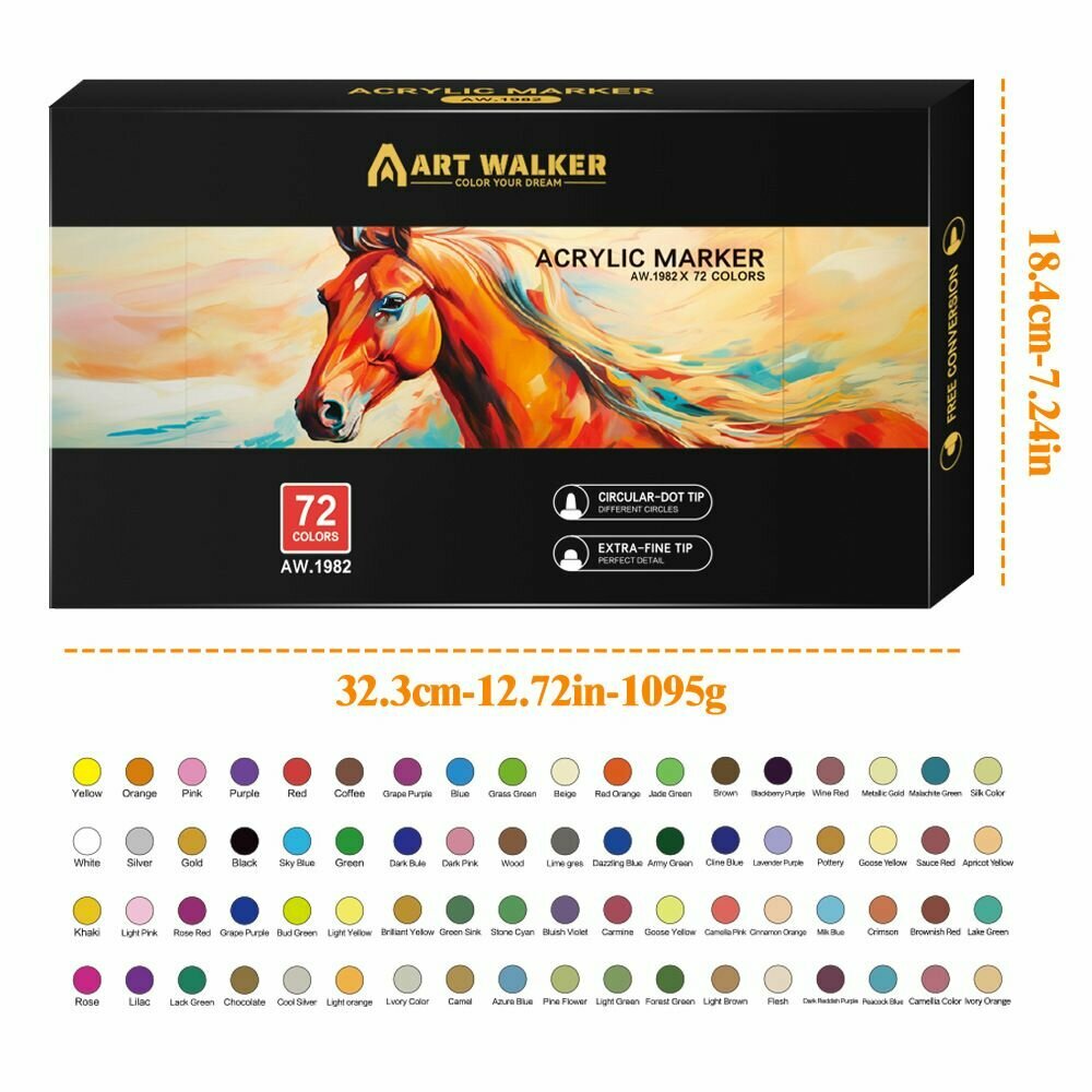 Набор акриловых маркеров с двойным наконечником