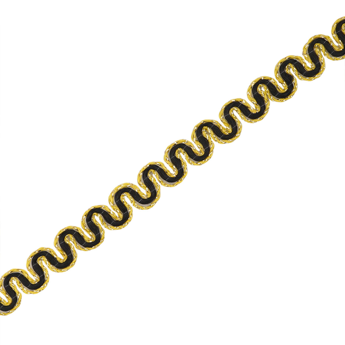 Тесьма для рукоделия вязаная отделочная, змейка, 10 мм × 10 м, цвет черный/золотистый