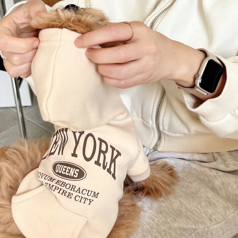 Толстовка для собак New York Queens бежевая