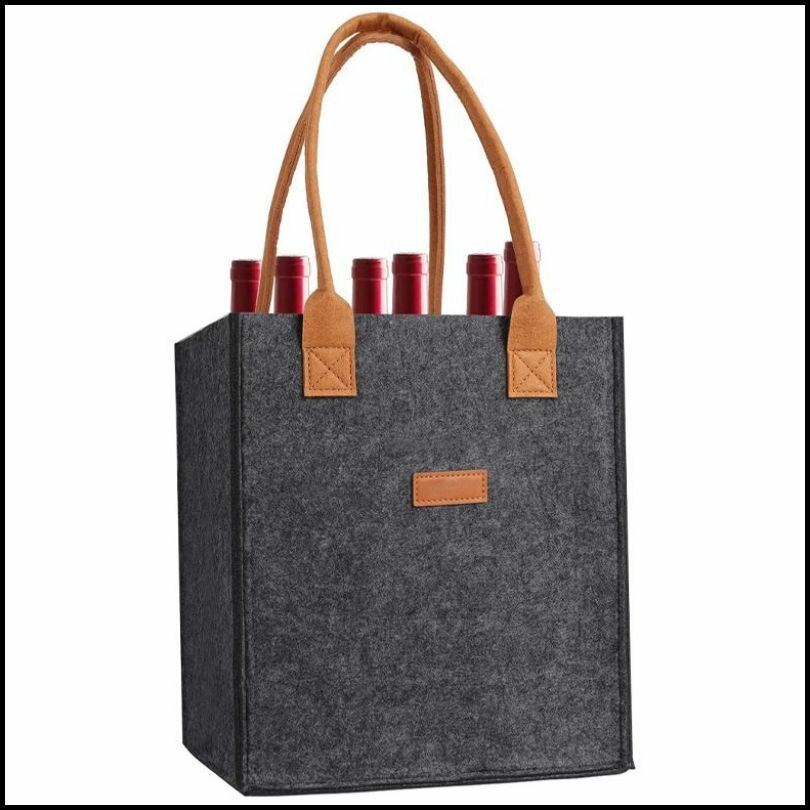 Фетровая сумка для винных бутылок с 6 отделениями, многоразовая Складная Сумочка