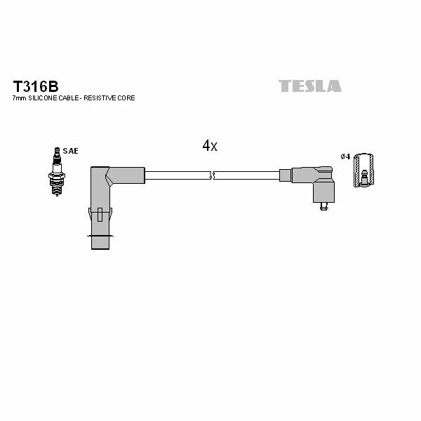 Комплект высоковольтных проводов для автомобиля, TESLA T316B (1 шт.)
