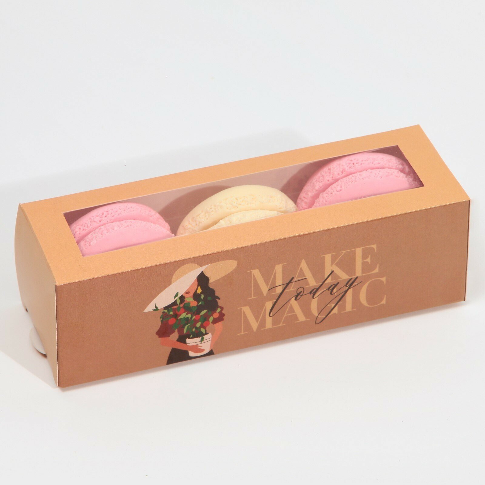 !09 Коробка складная для макарун (набор 6 штук) Make magic 18 х 5,5 х 5,5 см. кондитерская упаковка