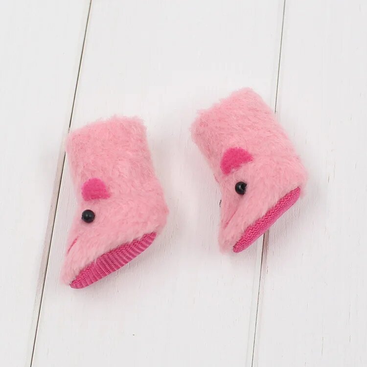 Розовые кукольные ботиночки из фетра для Blyth