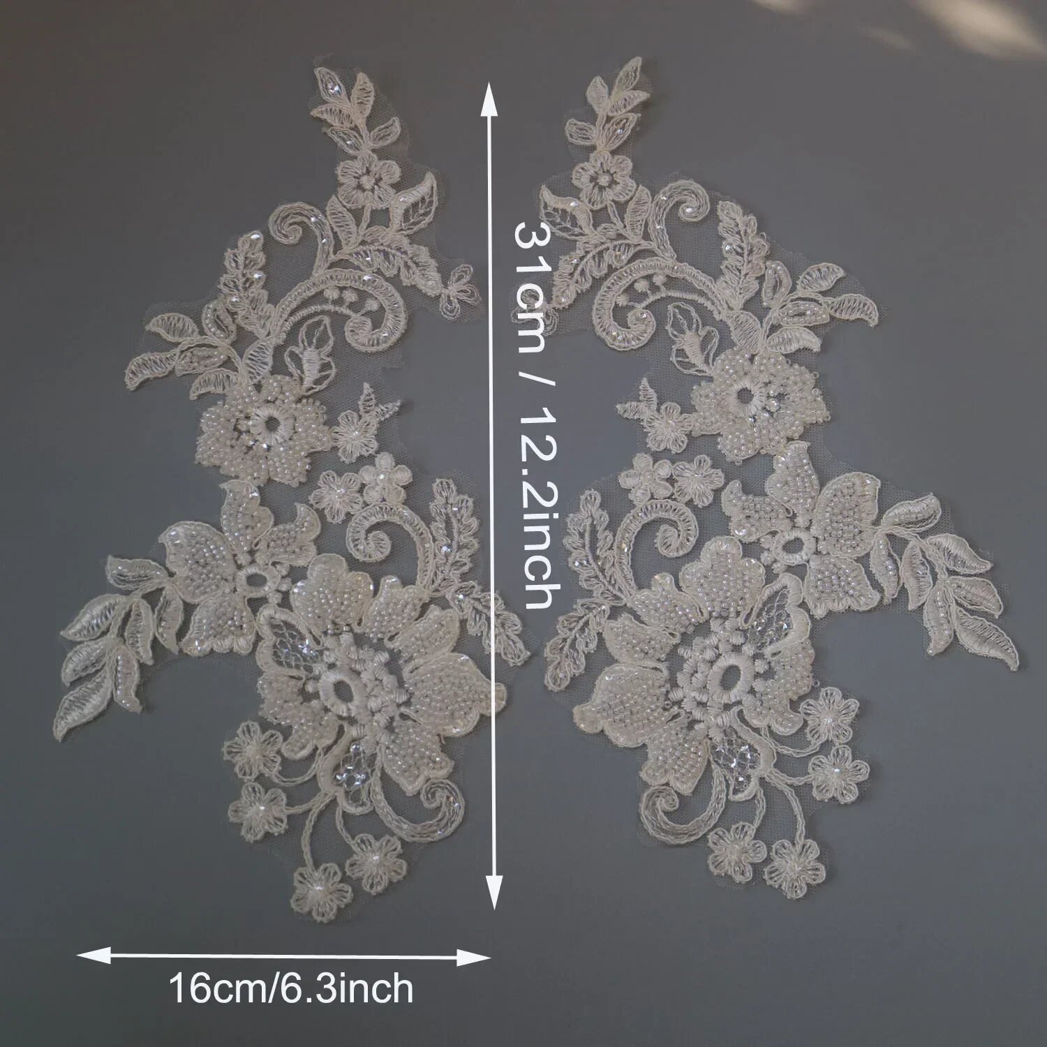 Кружевная аппликация с бисером OKNOW SPXB-M80581A-1pair