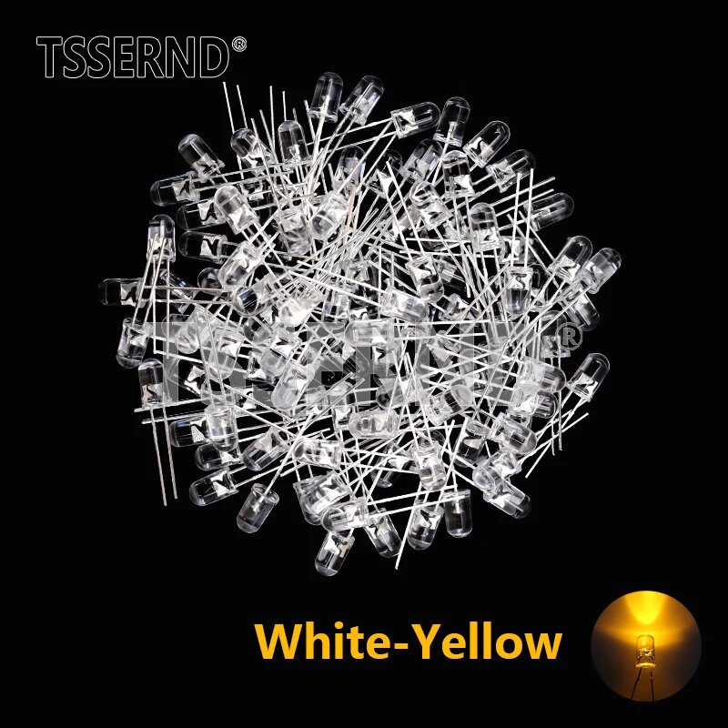 Светодиоды White-Yellow 5мм F5 100шт
