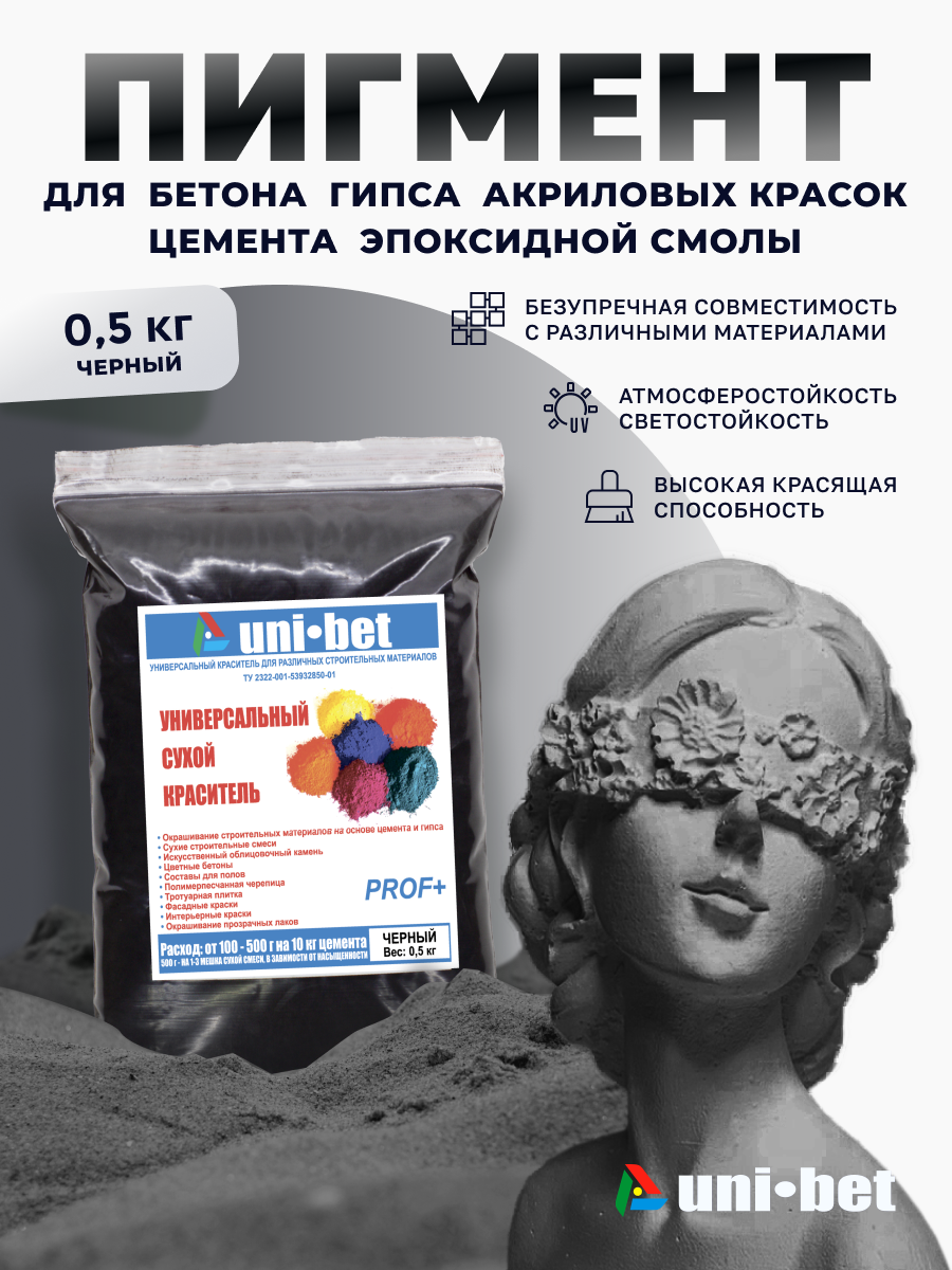 Пигмент краситель для гипса, бетона, эпоксидной смолы, акриловой краски, лака 0,5 кг UNI-BET