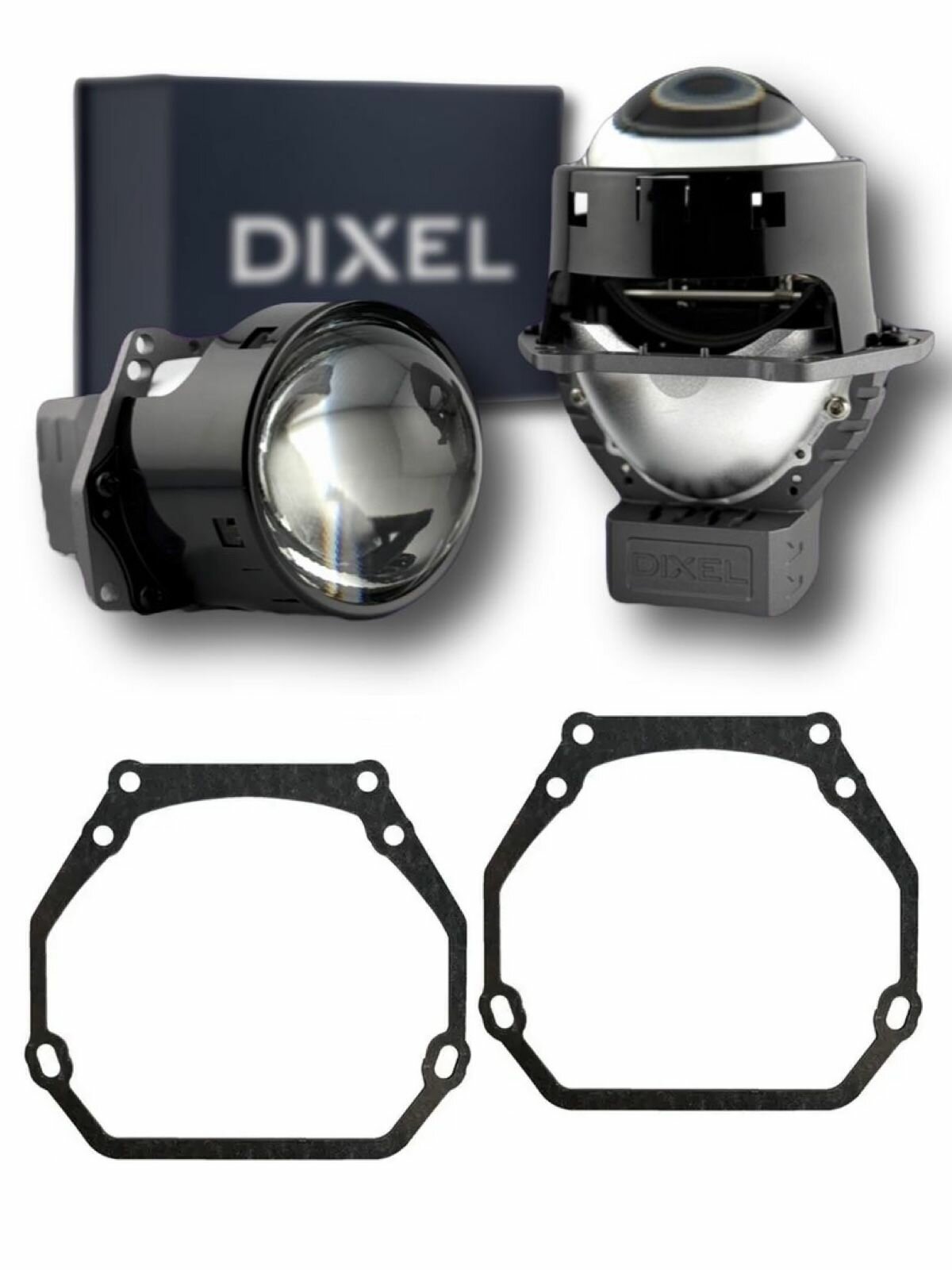 Билед линзы 5000k для Москвич 3 2022-2025 (Галоген фары) / с переходными рамками / bi led линза 3 дюйма / 2 чипа, размытая СТГ, 60-70W