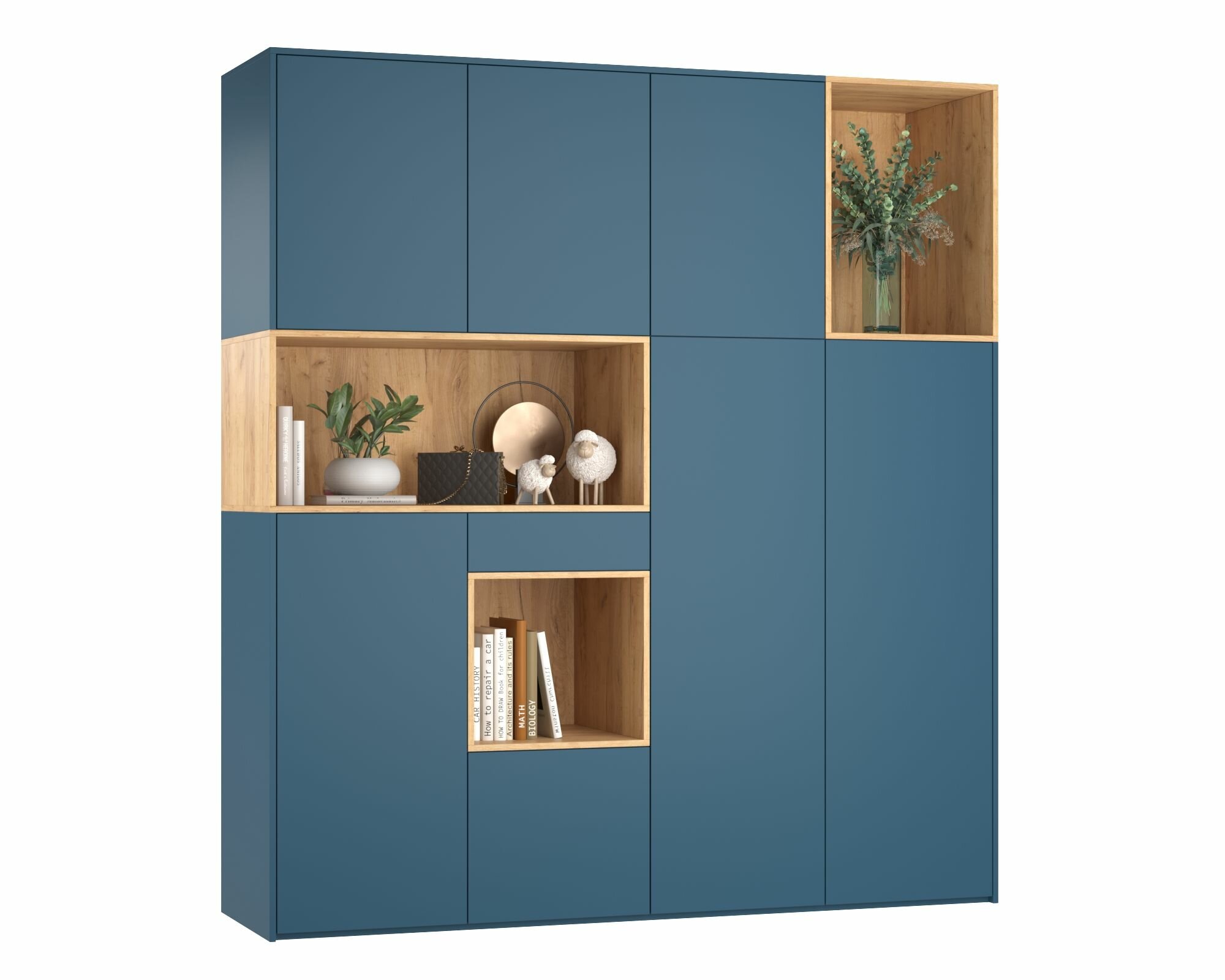 Шкаф распашной для одежды "Рокки 15" 200х220х55 Альби Полуночно-синий / Дуб крафт золотой