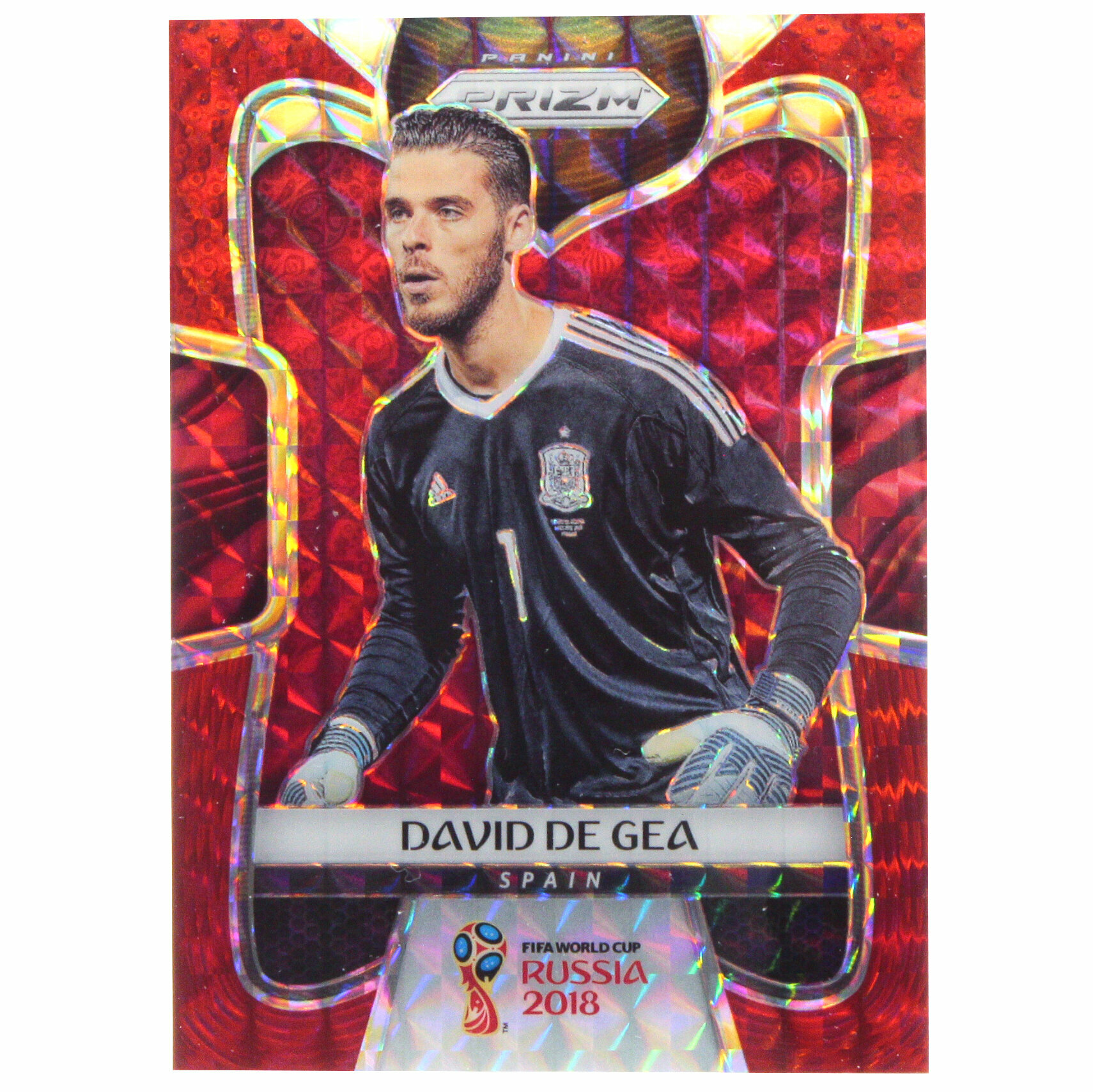 Коллекционная карточка Panini Prizm FIFA World Cup Russia 2018: #198 David De Gea - Red Mosaic