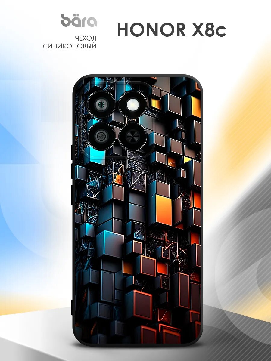 Чехол на Honor X8c / Хонор Х8с накладка, защитный, матовый, черный с рисунком