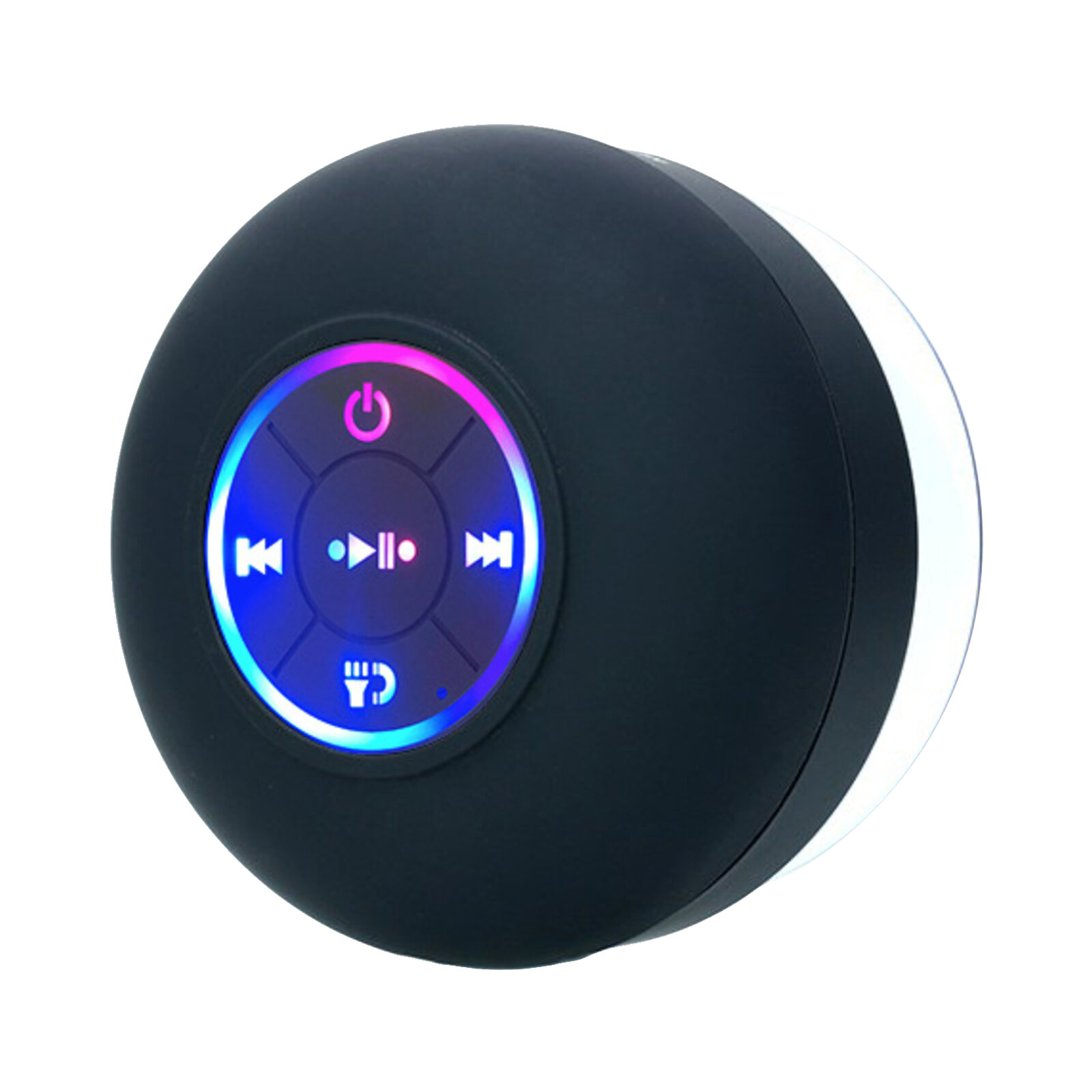 Колонка BT 5.0 с водозащитой IPX4, с присосками, для душа, с встроенным микрофоном, для свободного разговора, с'ambиентным светом, черный, поддерживает TF-карту, материал ABS и силикон, диапазон частот 100Hz-20Khz, мощность 3W, батарея 300mAh 3.7V, время