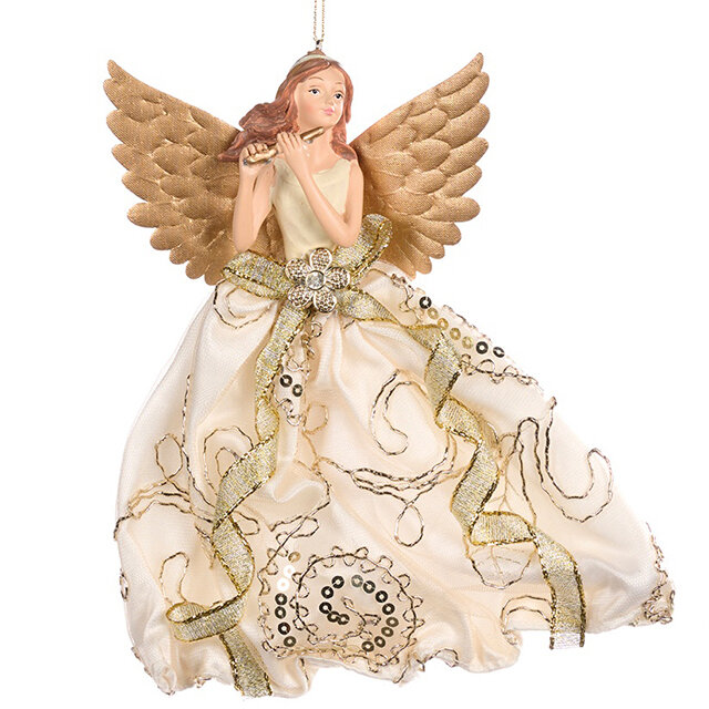 Елочная игрушка Лучистый Ангел в платье Ivory 23 см, Goodwill, AS25117-1