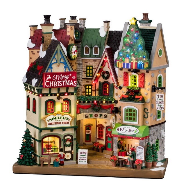 Фасад Рождественский шоппинг в Каддингтоне 18*16 см, подсветка, на батарейках, Lemax, 15804-lemax