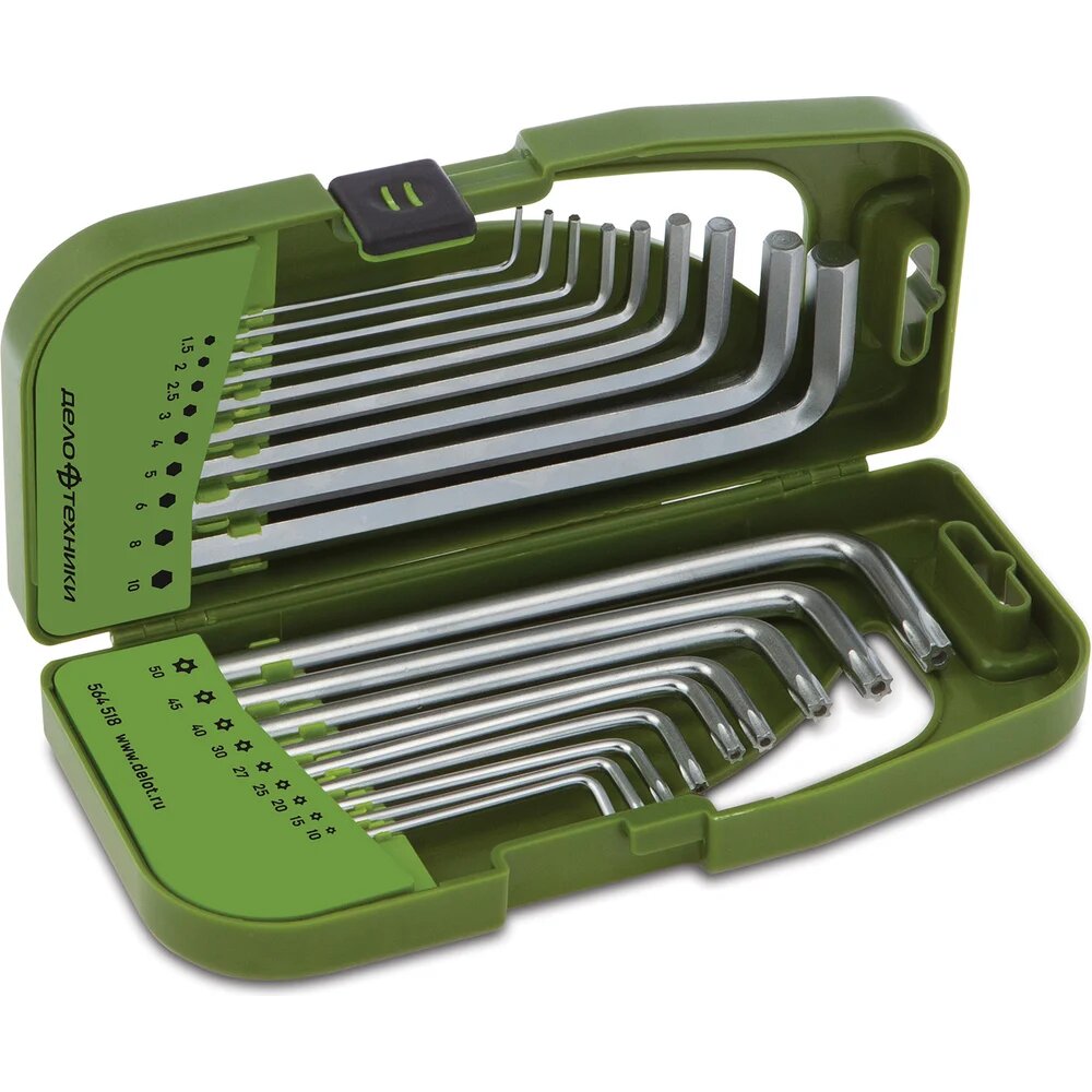 Набор ключей Дело Техники шестигранных и TORX удлиненных, 18предм. 564518, 8.10 мм, сталь