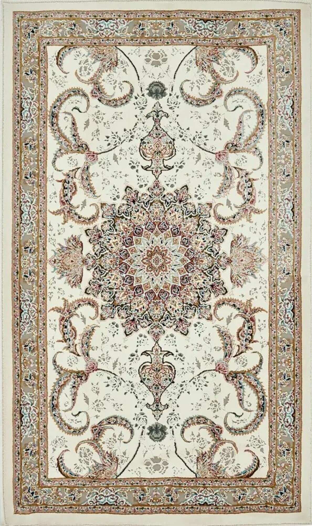 Коврик персидский высокоплотный с рельефным ворсом "VIYANA кремовый" 50х80 см