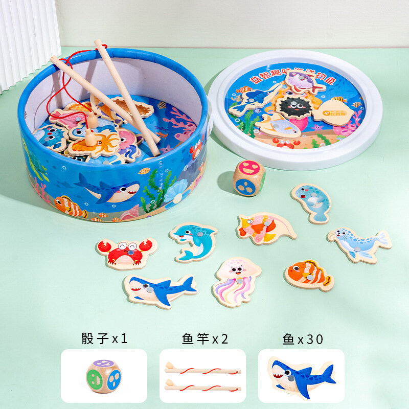 Детская магнитная морская рыбалка игра для малышей деревянное дошкольное образование головоломка для морских животных