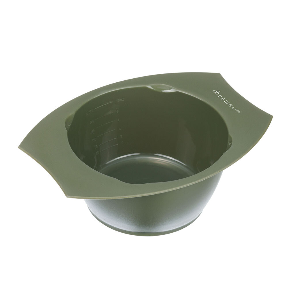 Чаша для окрашивания волос профессиональная DEWAL Pro, 280 мл, с ручкой, с прорезиненной вставкой на дне, зеленая