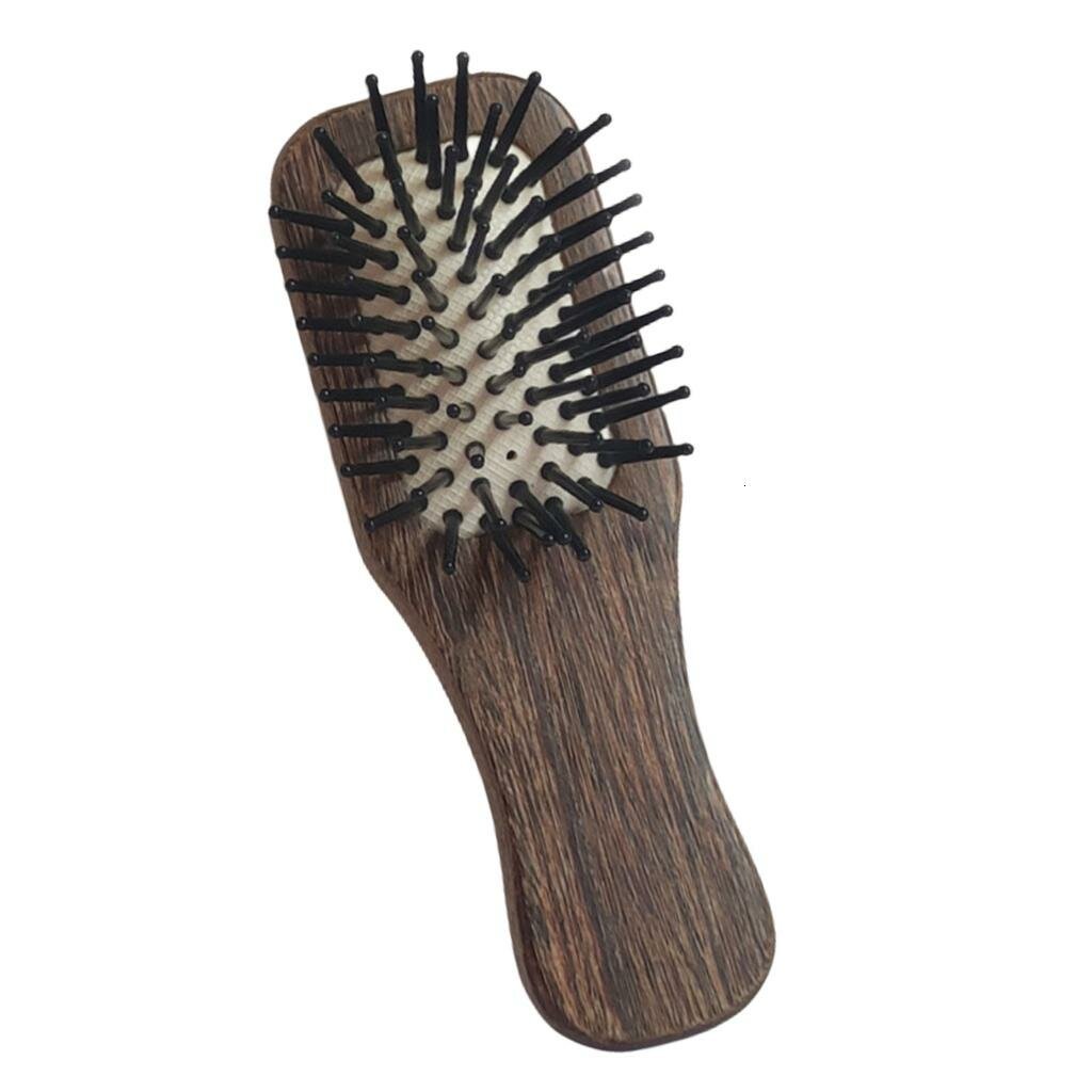 Мини деревянная расческа для путешествий с массажной подушечкой, - черно - золотое сандаловое дерево