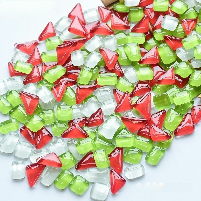 Стеклянная крошка, мозаика кусочки, около 140-160шт/200г