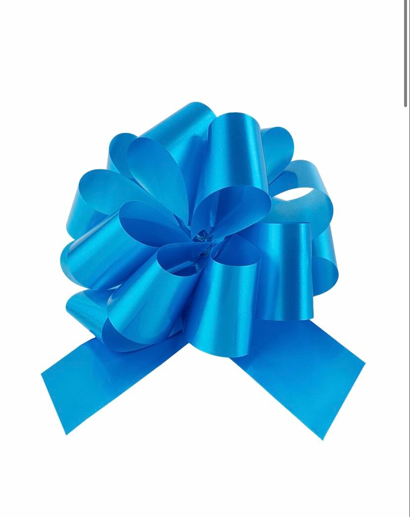 Бант для подарков Голубой, Лаковый, 21 см