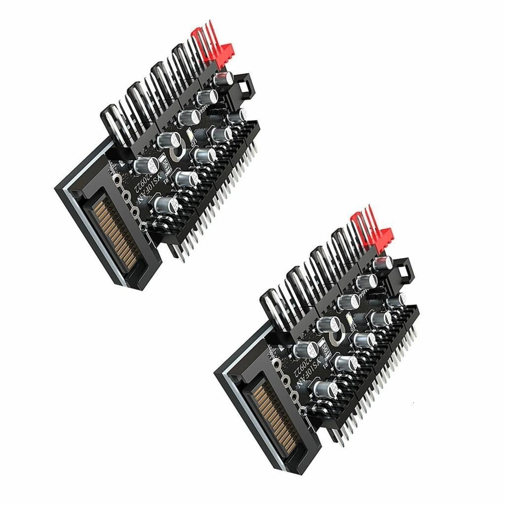 2 шт. 10-портовый разветвитель кабеля PWM для вентиляторов ПК, адаптер для управления скоростью вентиляторов, - модель SATA