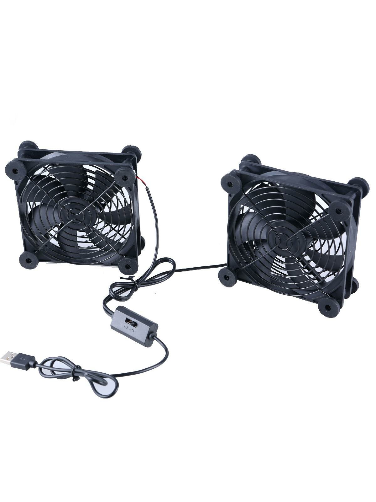 USB Powered PC Router 120mm 5V Double Fan Speed Controller Air Flow Cooling Fan for Receiver Modem Router
