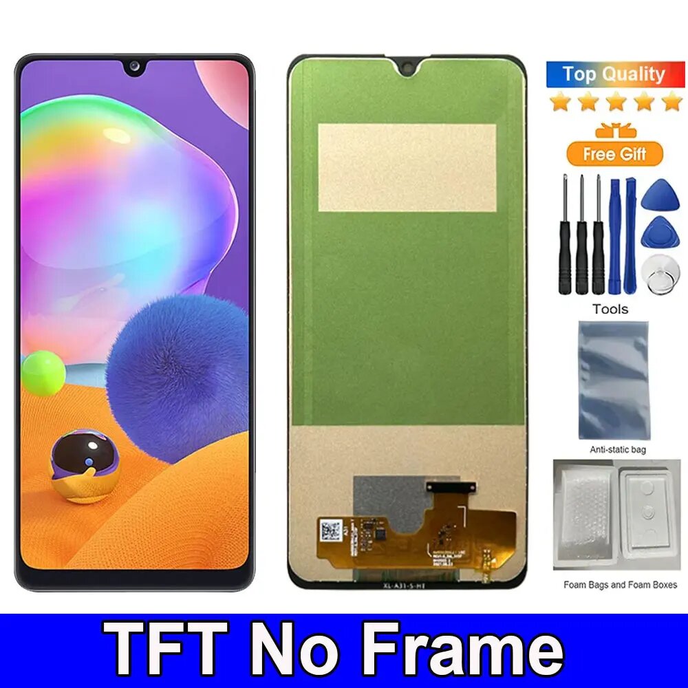 6,4 "AMOLED для Samsung A31 ЖК-дисплей с рамкой, сменный преобразователь сенсорного экрана для Samsung Galaxy A31 A315F ЖК-дисплей TFT No Frame