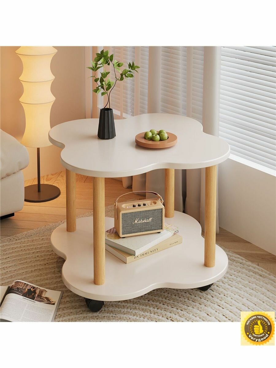 Деревянный столик-тумбочка в ретро-стиле: мобильный круглый столик для гостиной, комнаты, маленьких квартир, подставка для ноутбука, тумбочка для кровати
