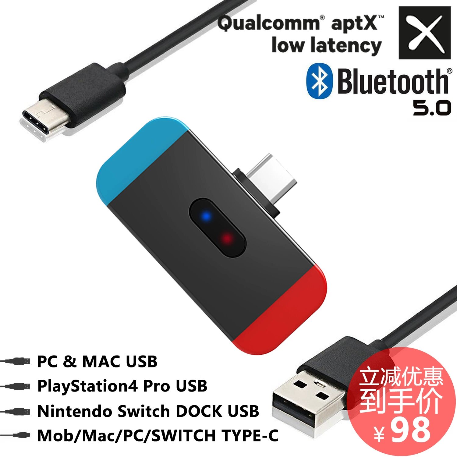 Bluetooth-адаптер Qualcomm CSR8675 5.0 APTX HD, оптический аудиоадаптер-трансивер 2-в-1 аудиофильского класса с