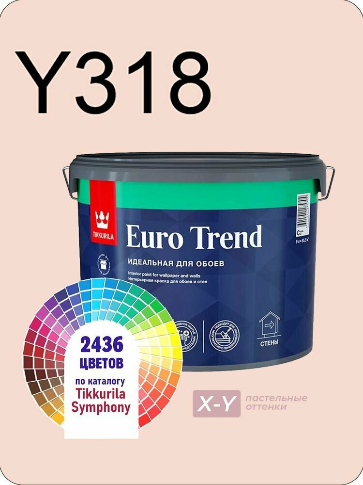 Краска для обоев Tikkurila Euro Trend 9л. пастельные оттенки Y318