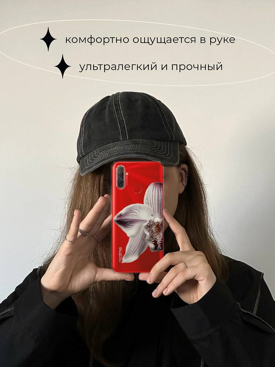Силиконовый чехол на Realme C3 / Реалми C3 с принтом Белая орхидея — фото 1