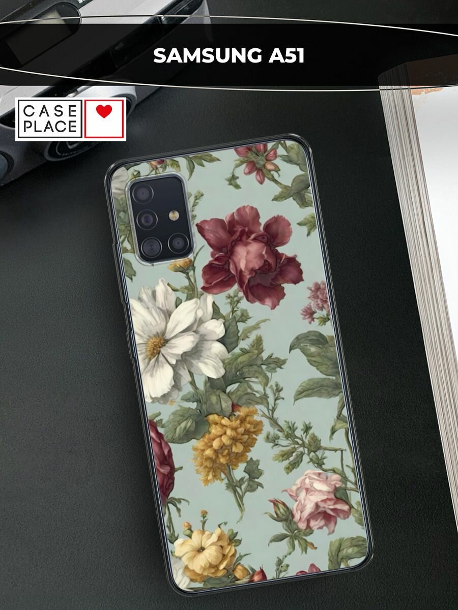 Силиконовый чехол на Samsung Galaxy A51 / Самсунг Гэлакси А51 с принтом Акварельные красные цветы