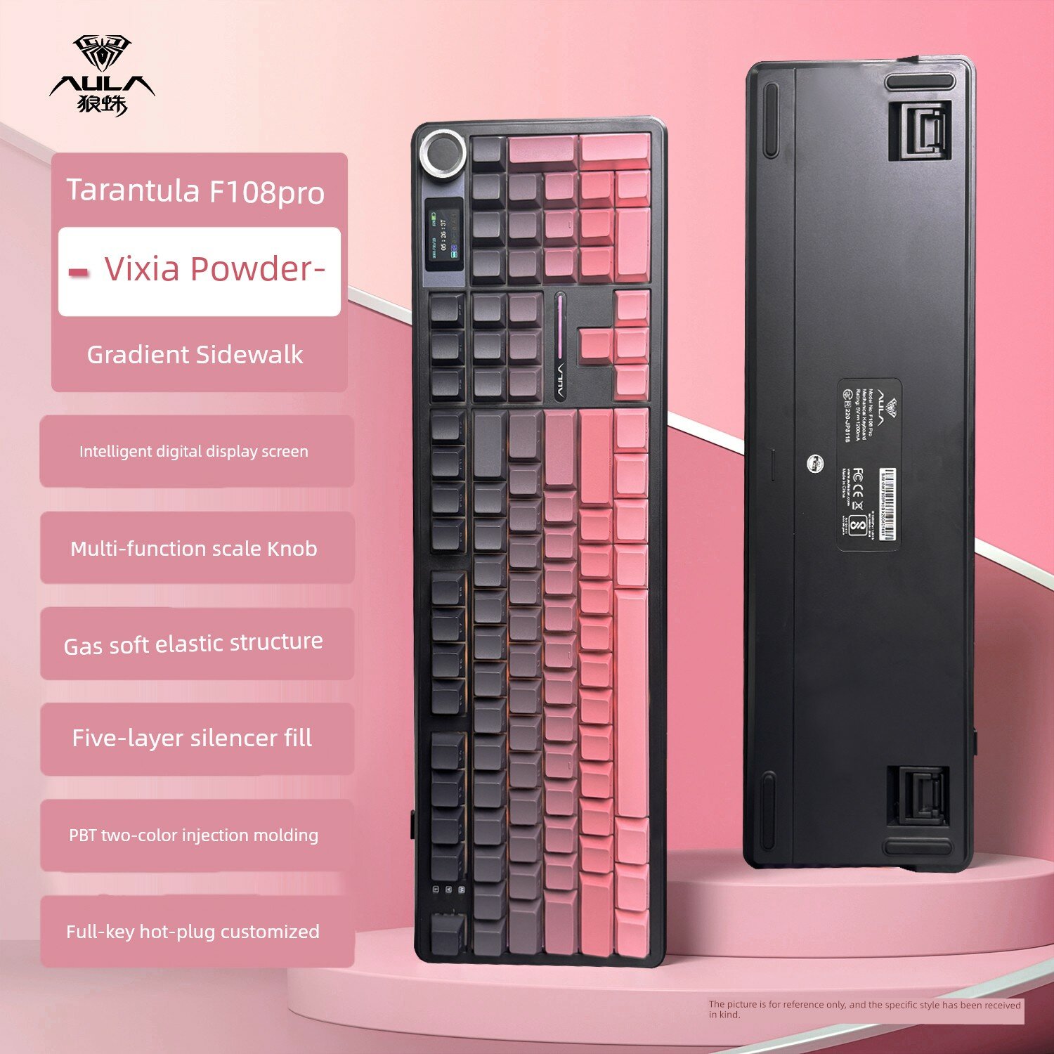 Механическая клавиатура AULA/Wolf Spider F108pro с настраиваемой подсветкой, беспроводная, трехрежимная, для игр,