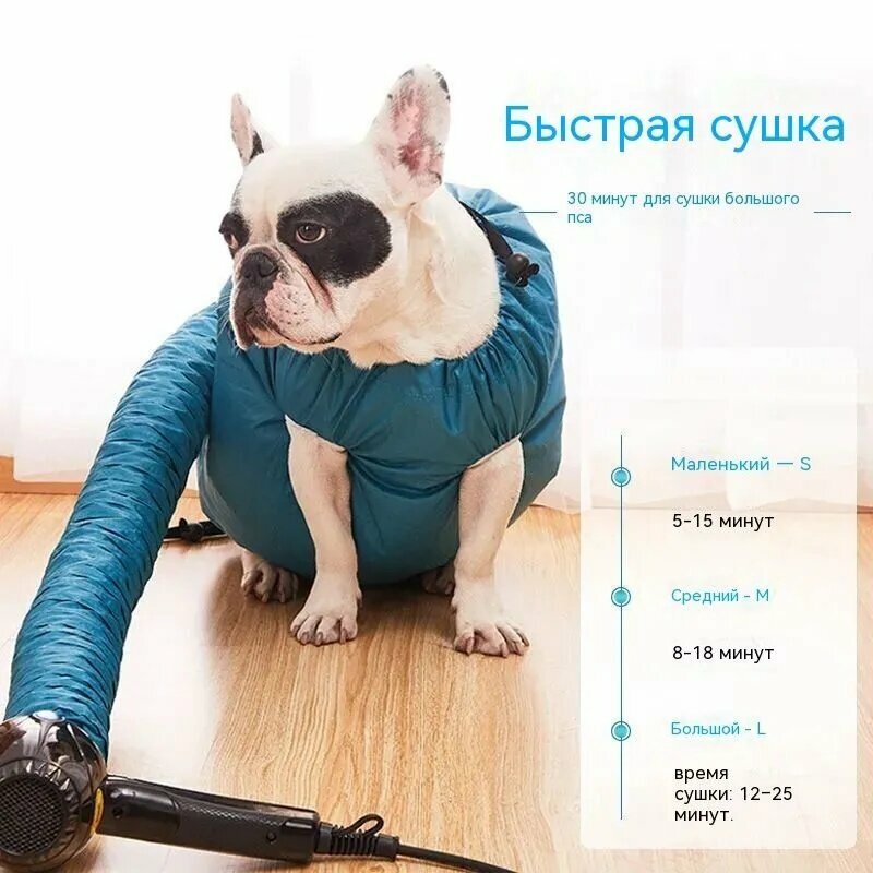Сумка-сушилка, для кошек и собак крупных пород, с феном, синяя — фото 1