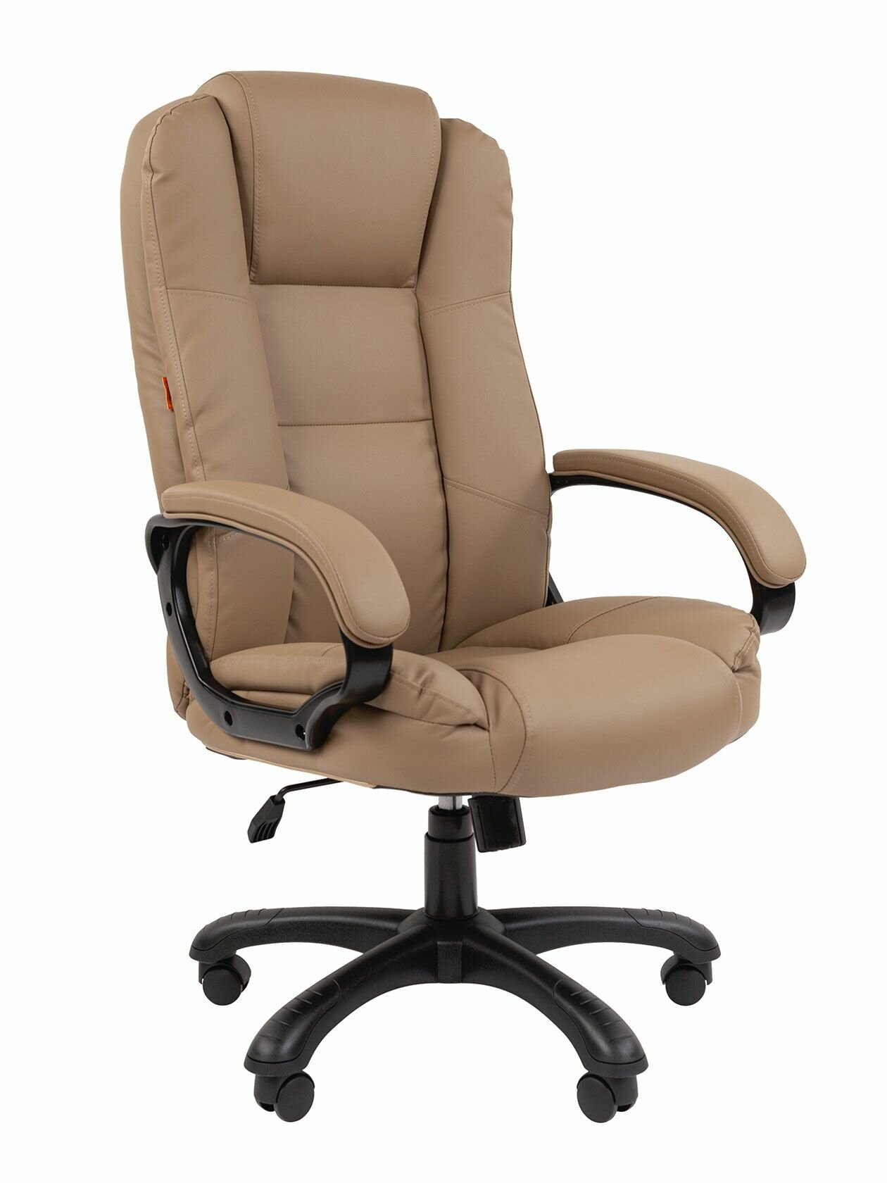 Офисное, компьютерное кресло Сильван 600, на колесиках, с подлокотниками, с регулировкой по высоте, 64х70х112.5 см, Бежевый, экокожа