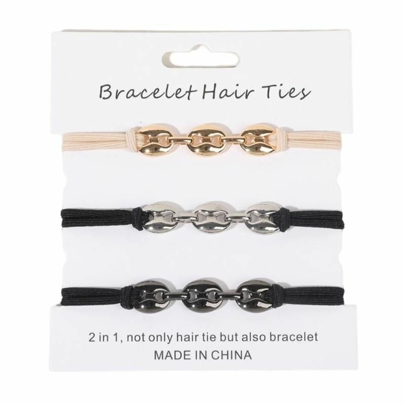 Резинка для волос браслет, пуговица из трех частей