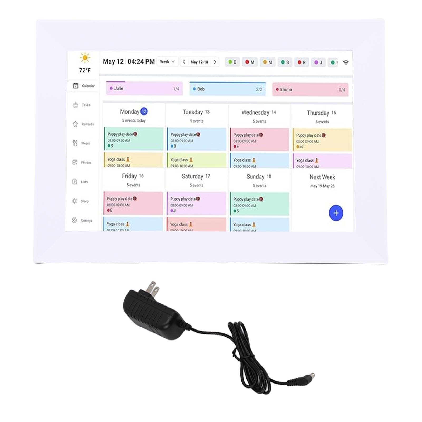 10,1-дюймовый цифровой календарь с Wi-Fi, интерактивным сенсорным экраном 1080p HD, настенный планировщик с управлением через приложение, встроенная память 32 ГБ для семейного расписания, вилка стандарта США.