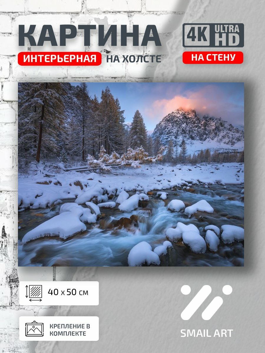 Картина на холсте интерьерная 40 на 50 на стену Снег Landscape для офиса пейзаж интерьер