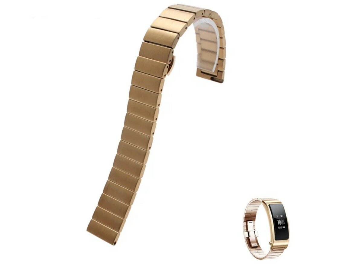 Сменный ремешок MyPads Inox Clip стальной железный металлический для Huawei TalkBand B3 из нержавеющей стали (Золото)