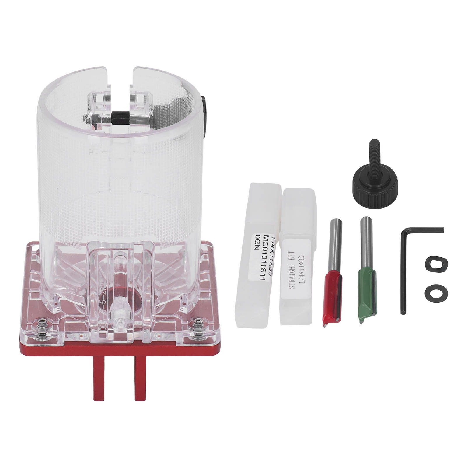 Держатель для ручного фрезера с регулируемым отверстием, подходит для фрезера Dongcheng FF04 6, FF02 6, алюминиевый сплав, пластик, красный, прозрачный