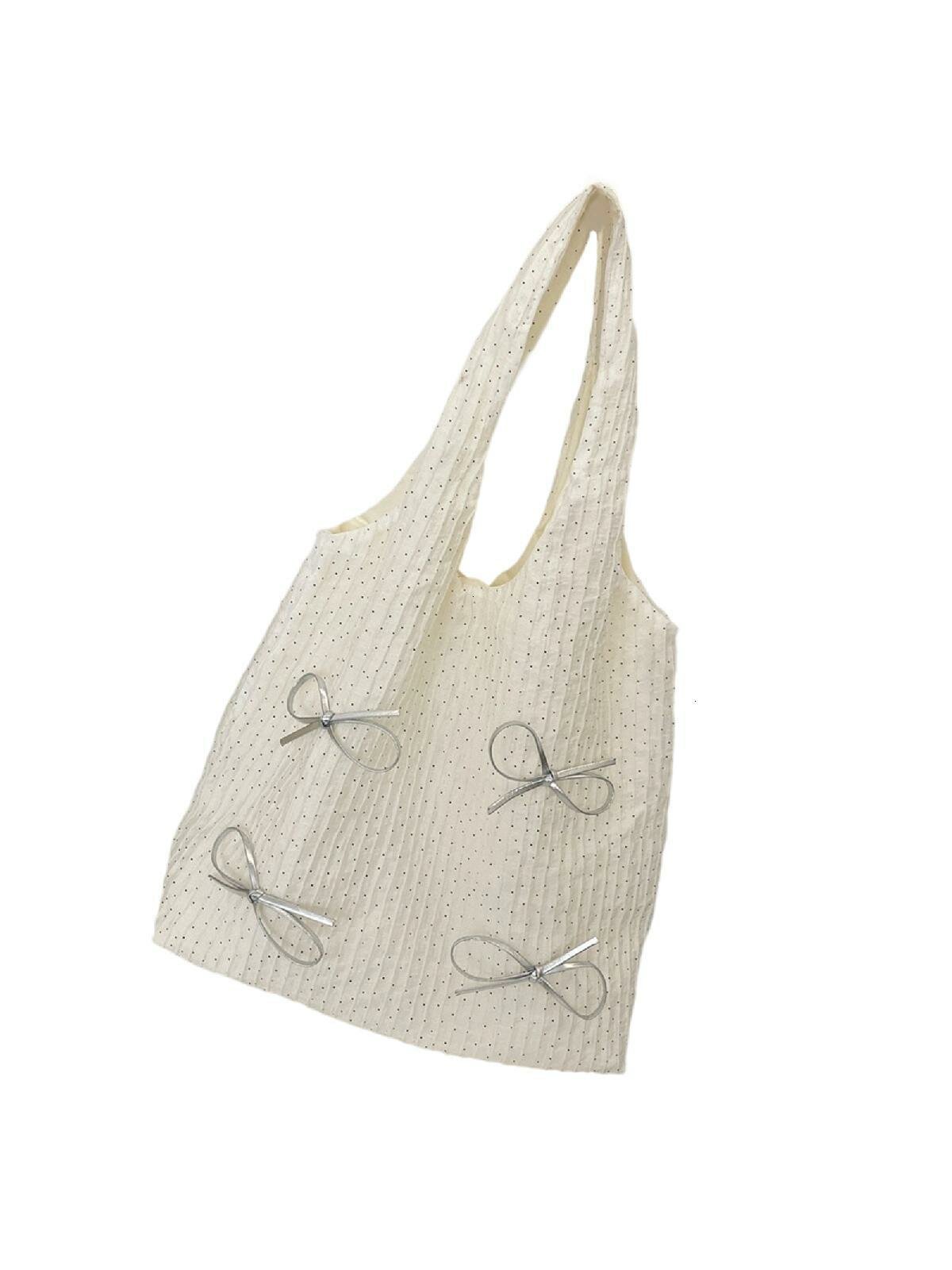 Изысканная сумочка для подмышек, украшенная бантиками в горошек, повседневные сумки для покупок, легкая сумка через плечо для работы или путешествий