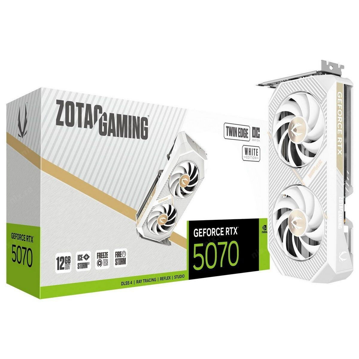 ZT-B50700Q-10P Zotac RTX5070 TWIN EDGE OC WHITE ED 12GB GDDR7 192bit 3xDP HDMI 2FAN PREMIUM PACK