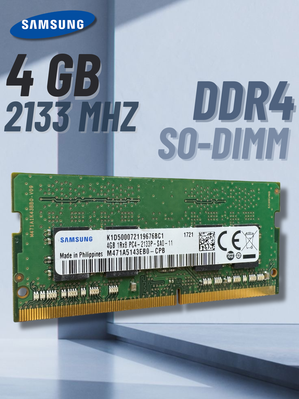 Оперативная память для ноутбука Samsung 4 ГБ DDR4 2133 МГц 1Rx8 SODIMM PC4-2133P-SA0-10 M471A5143DB0-CPB