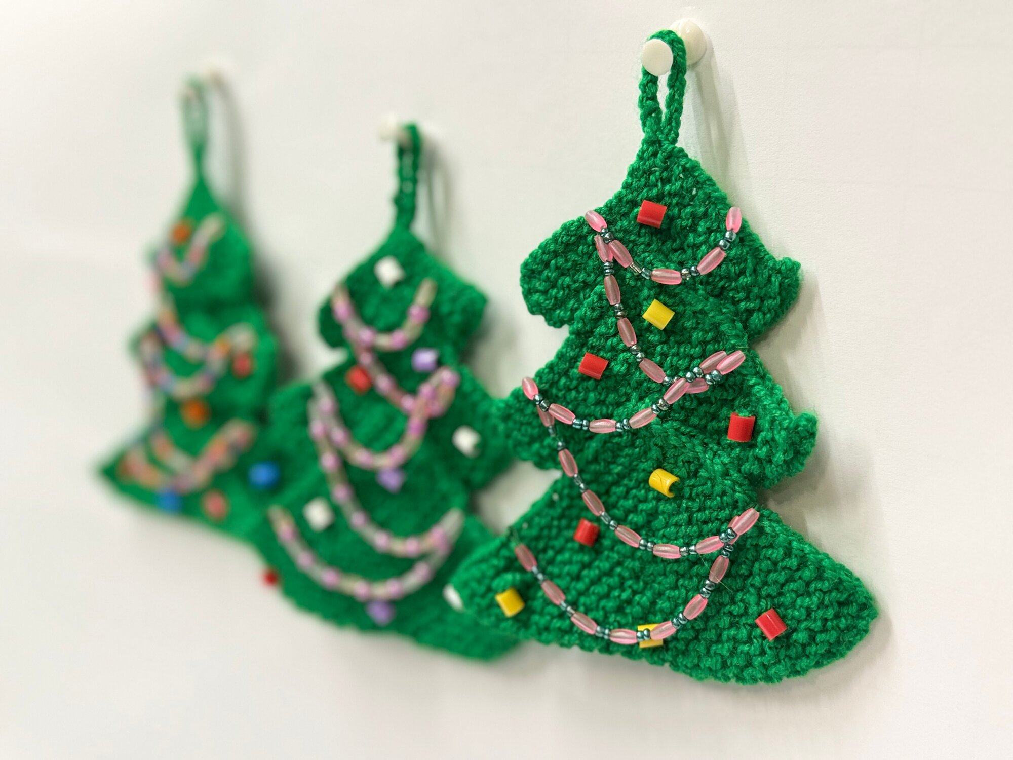 Набор вязанных игрушек аистенок "Елочка", акрил/шерсть, зеленый цвет, 3 шт